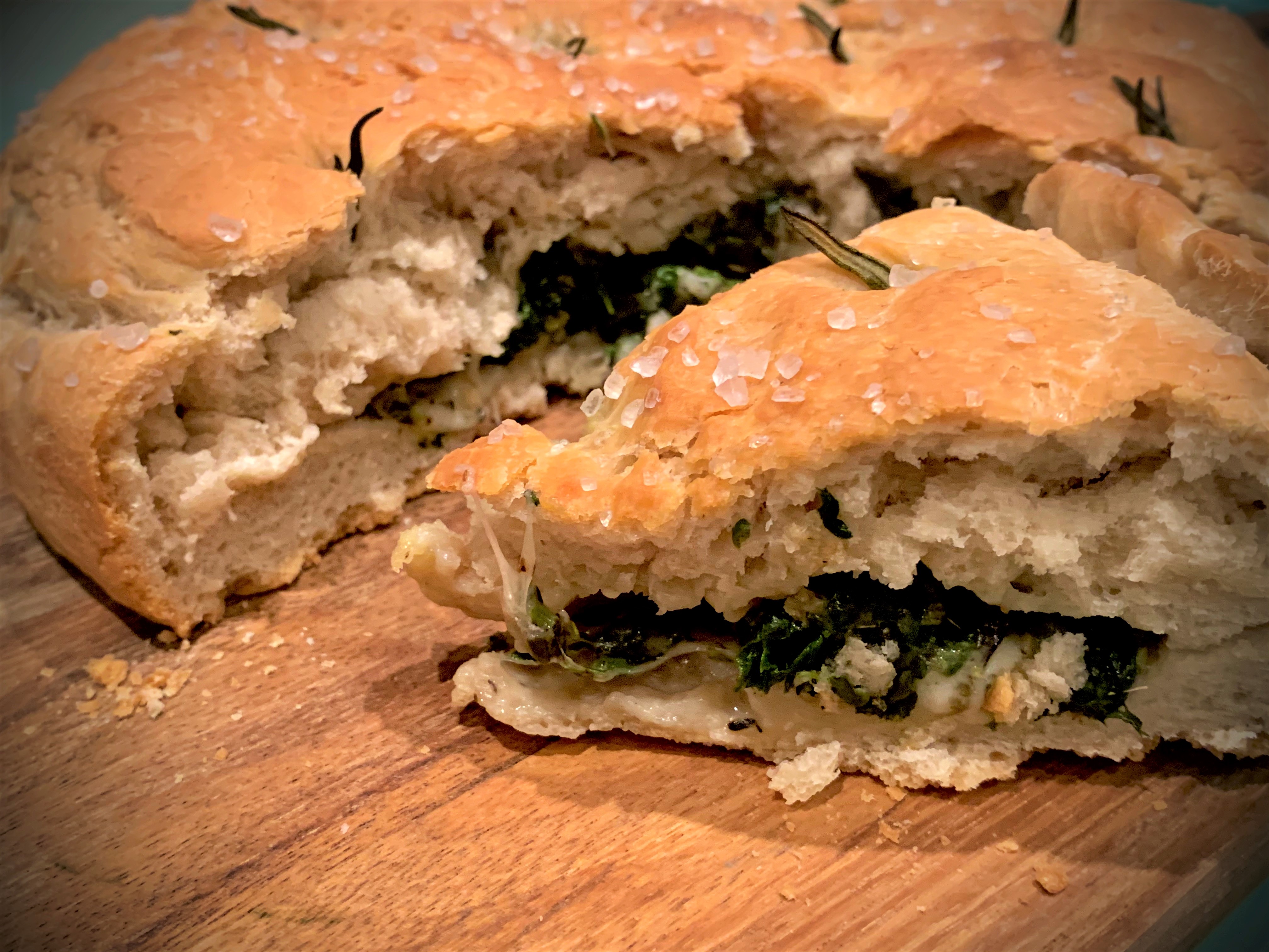 Focaccia Stuffed with Italian Cheeses, Spinach, Olives & Herbs - Best ...