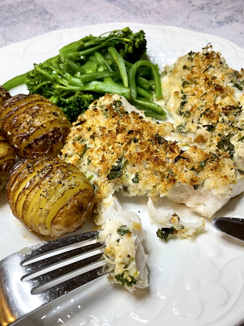 Cod topped with Tartare Sauce and a Lime, Coriander & Gruyere Crumb ...